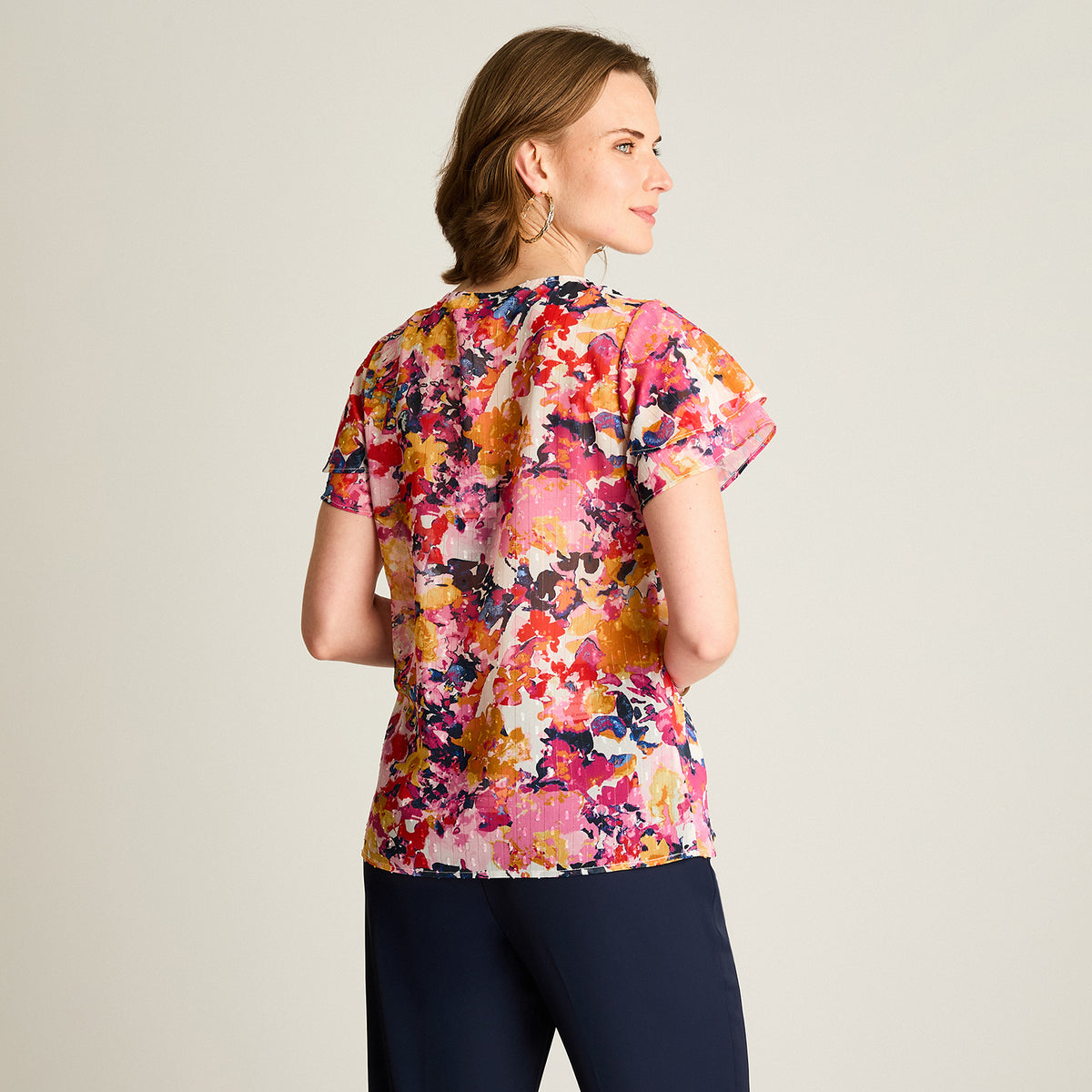 Blusa Fucsia Manga Corta con Forro | Lorenzo di Pontti