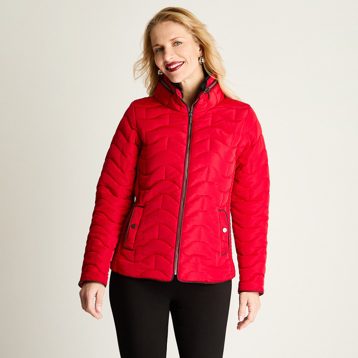 Parka Corta Forrada Manga Larga Rojo | Lorenzo di Pontti