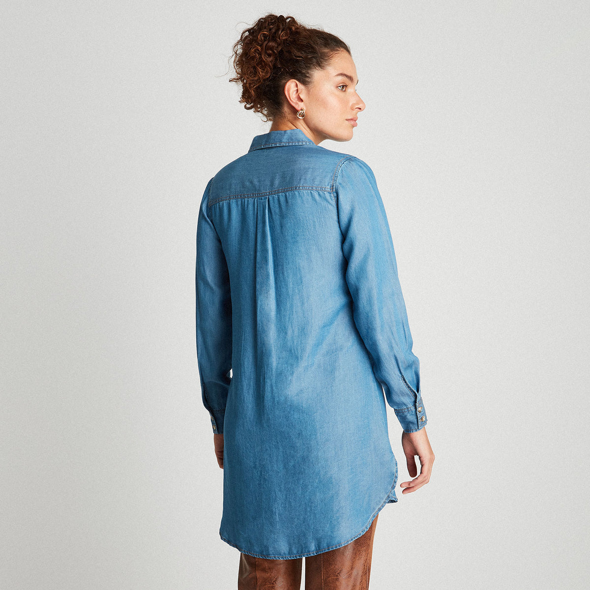 Blusón Manga Larga De Lyocel Azul Claro | Lorenzo di Pontti